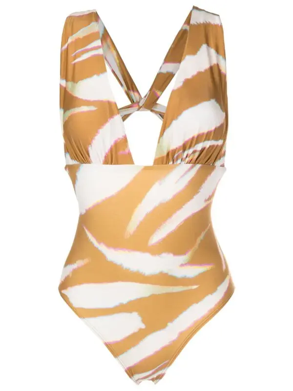 LENNY NIEMEYER Oryx V-neck One Piece Swimsuit - Neutrals