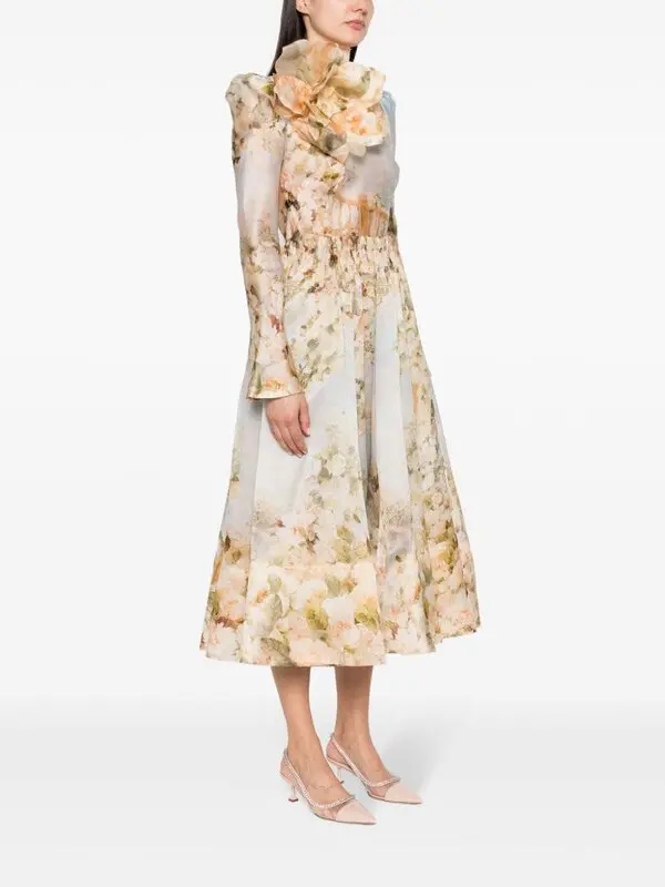 Zimmermann Lyrical Floral-Appliqu Midi Dress In Neutrals - 20% Off |  Editorialist