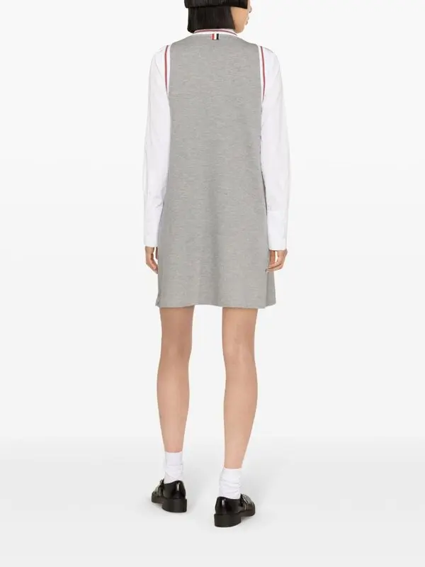 Thom Browne Stripe-trim Cotton Minidress - Grey