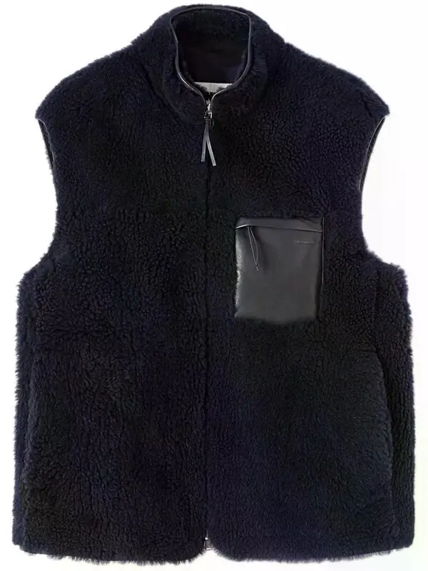 JIL SANDER Leather-trim Shearling Gilet - Blue