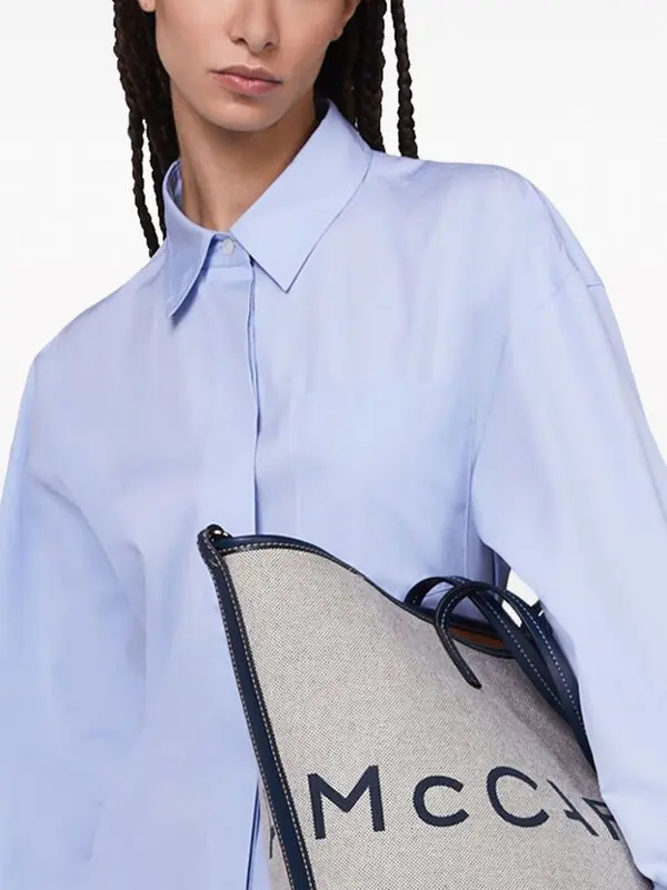 Stella McCartney Banana-sleeve Cotton Shirt Dress - Blue