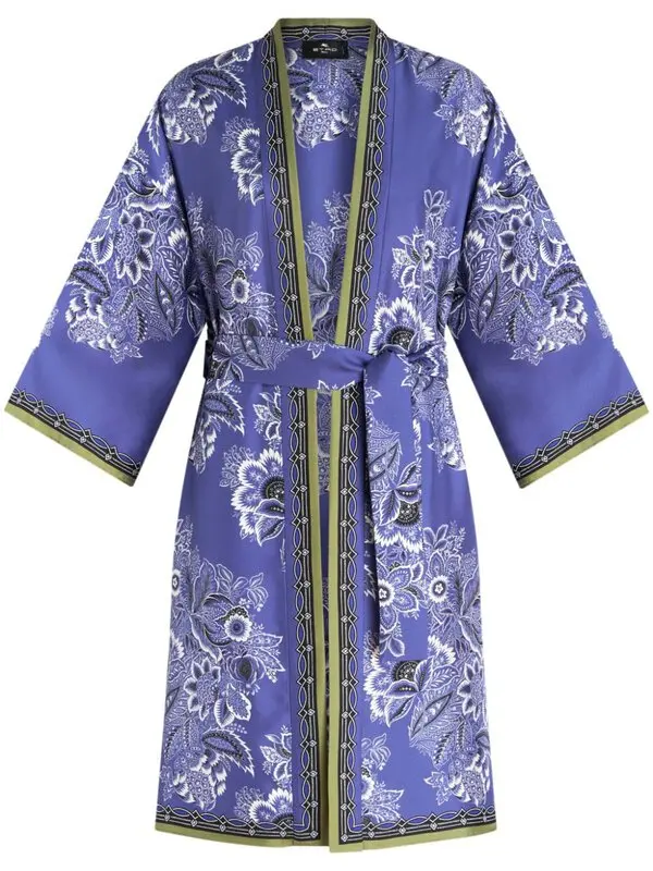 Etro Kesa Floral-print Silk Robe - Purple
