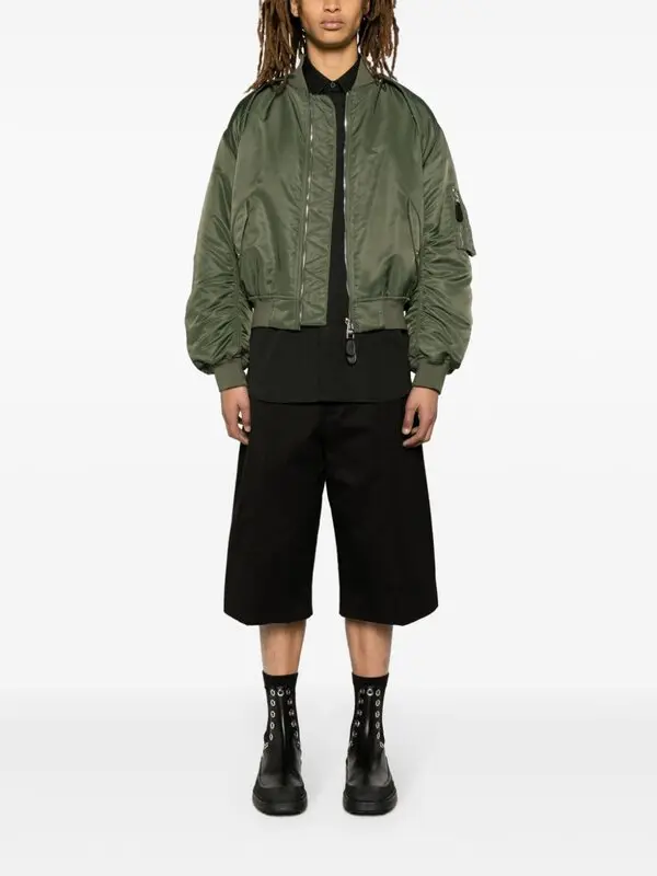 Alexander McQueen Detachable-sleeve Ruched Bomber Jacket - Green