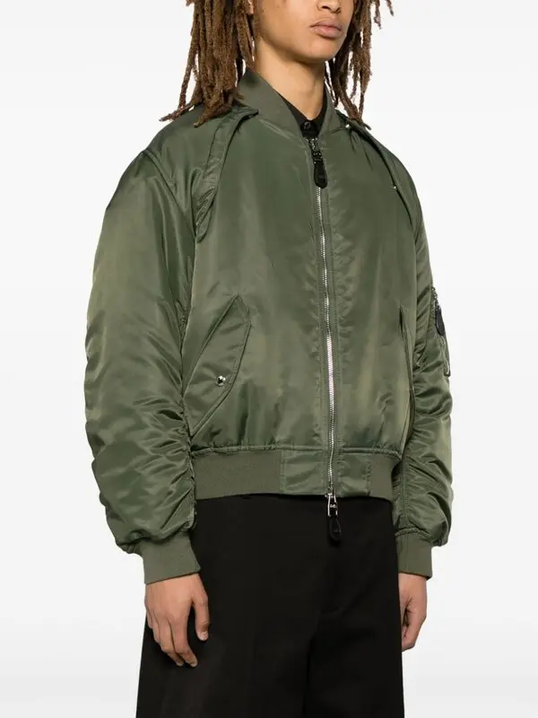Alexander McQueen Detachable-sleeve Ruched Bomber Jacket - Green