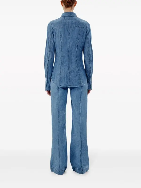 Another Tomorrow Chambray Slim Cut Shirt - Blue
