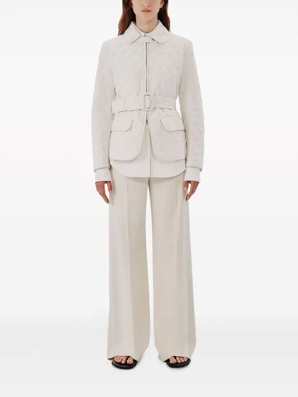 Another Tomorrow Diamond-quilted Belted Jacket - Neutrals