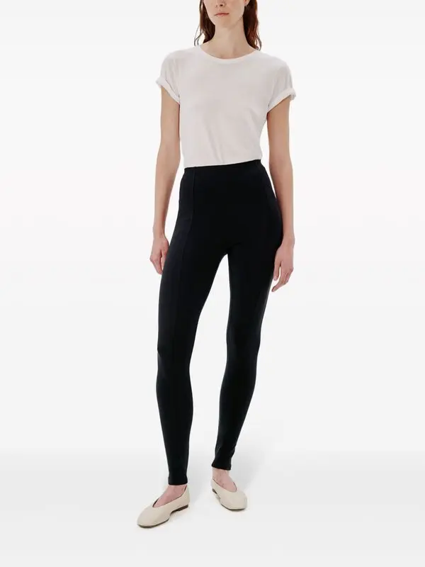Another Tomorrow Seam-detail High-waisted Leggings - Black
