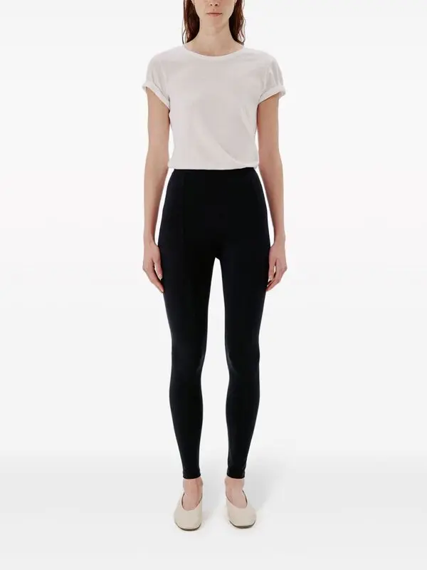 Another Tomorrow Seam-detail High-waisted Leggings - Black