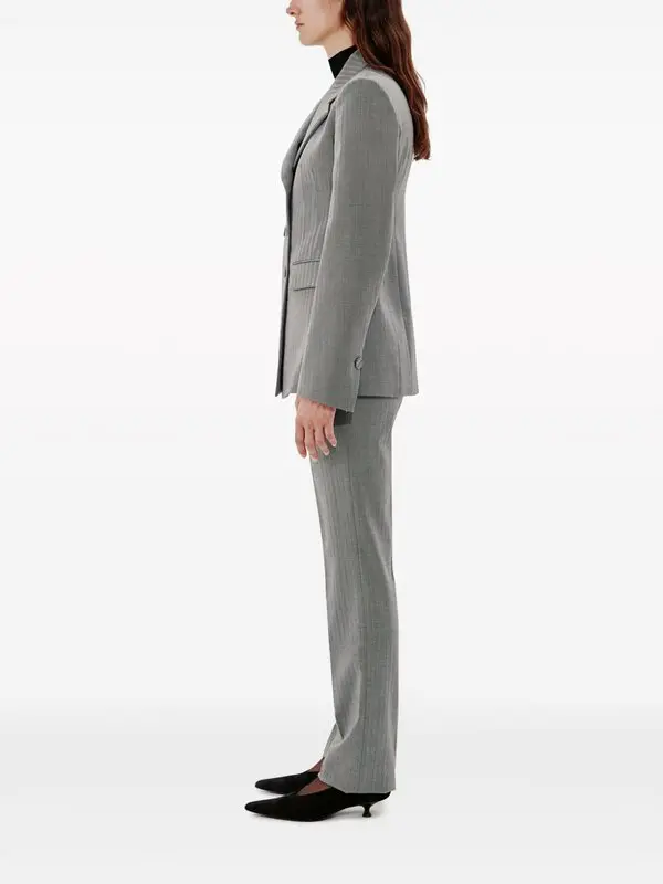 Another Tomorrow Herringbone Double-breasted Blazer