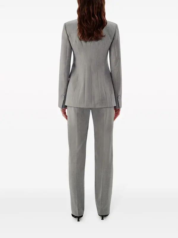 Another Tomorrow Herringbone Double-breasted Blazer