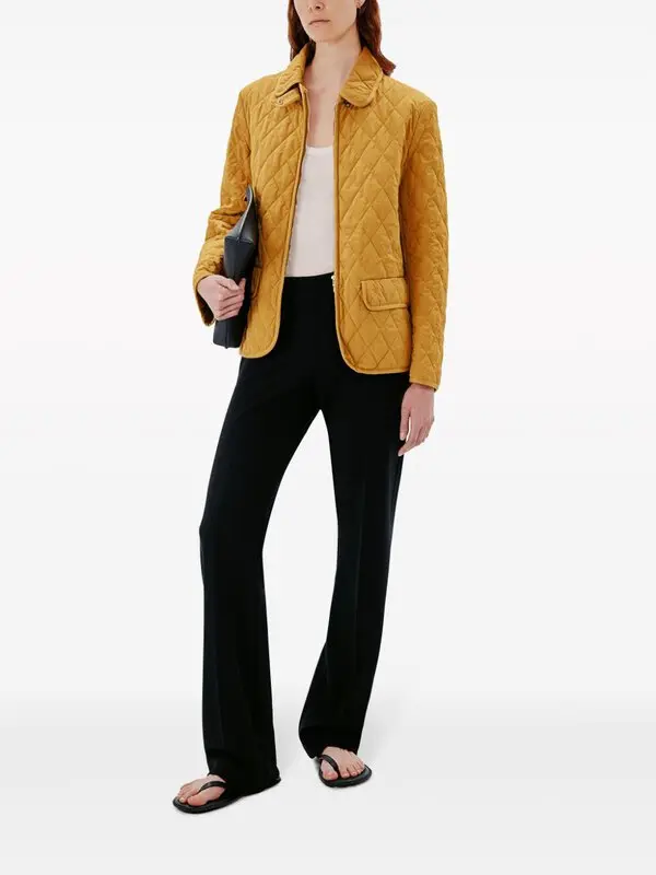 Another Tomorrow Diamond-quilted Belted Puffer Jacket - Yellow