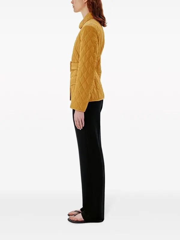 Another Tomorrow Diamond-quilted Belted Puffer Jacket - Yellow