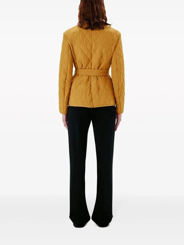 Another Tomorrow Diamond-quilted Belted Puffer Jacket - Yellow