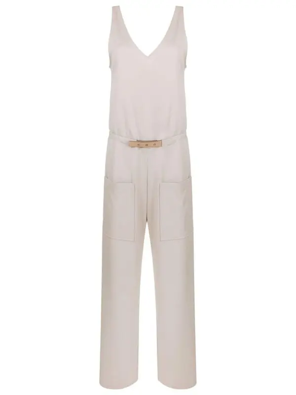 GLORIA COELHO Belted-waist Jumpsuit - Neutrals