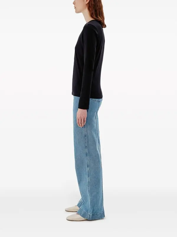 Another Tomorrow Crew-neck Long-sleeved T-shirt - Black