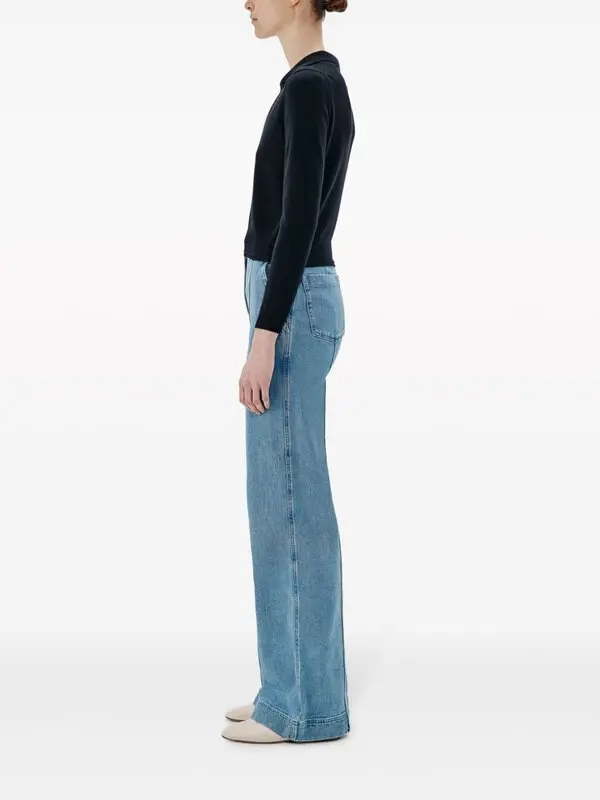 Another Tomorrow Long-sleeve Knitted Polo Top