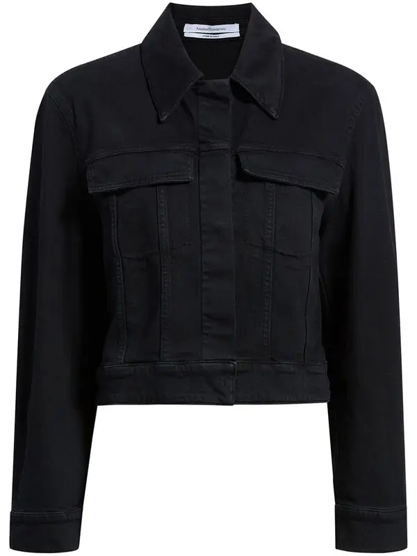 Another Tomorrow Cropped Denim Jacket - Black