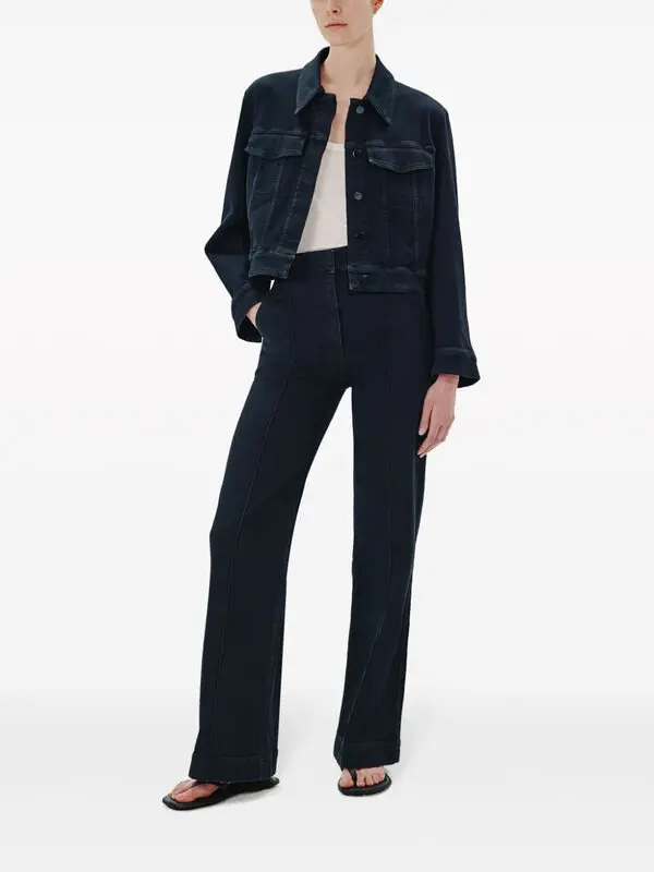Another Tomorrow Cropped Denim Jacket - Black