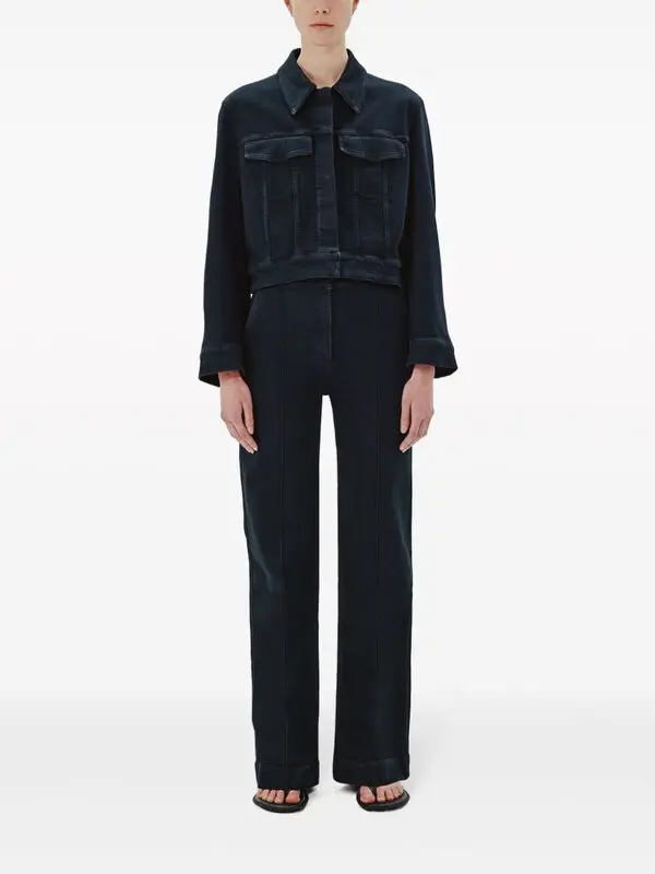 Another Tomorrow Cropped Denim Jacket - Black