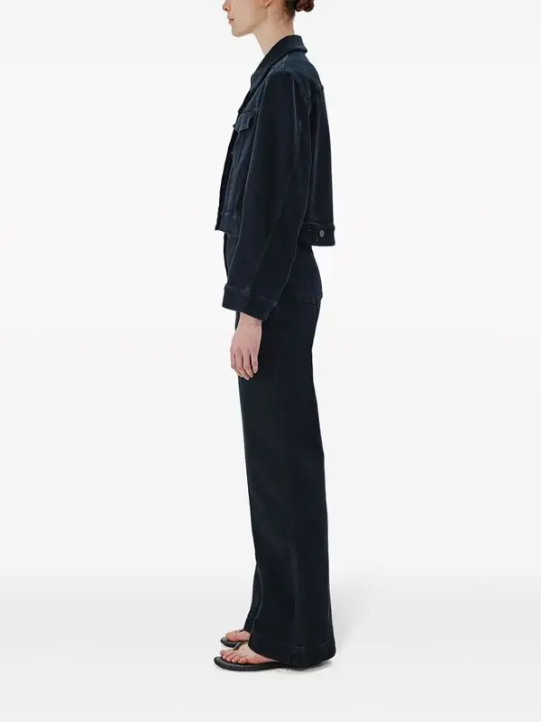 Another Tomorrow Cropped Denim Jacket - Black
