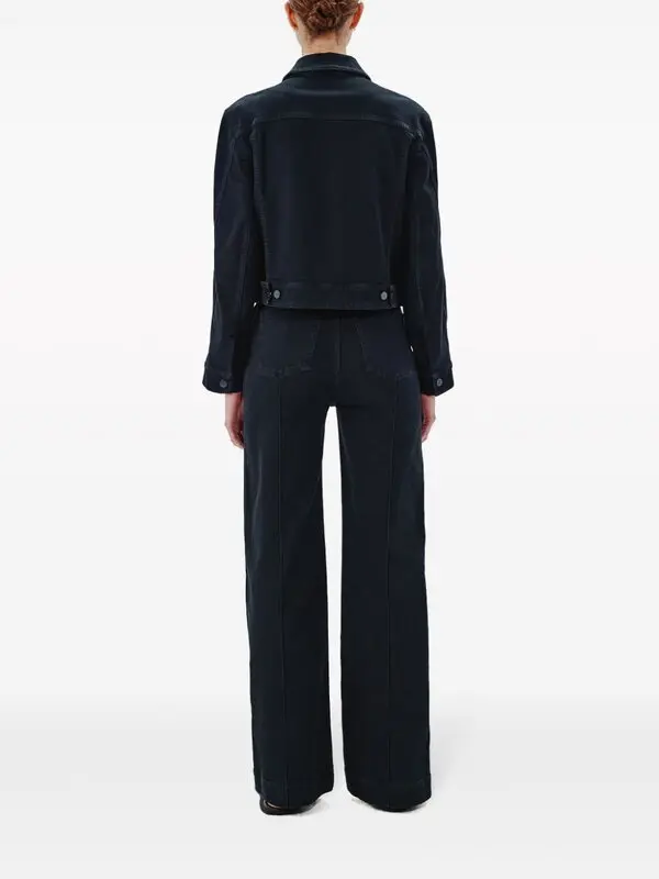Another Tomorrow Cropped Denim Jacket - Black