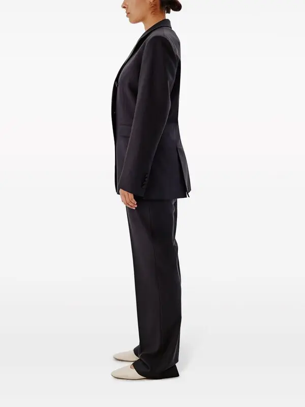 Another Tomorrow Double-breasted Merino Wool Blazer - Black