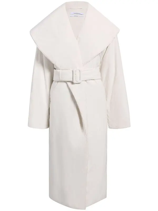 Another Tomorrow Wrap-design Belted Puffer Jacket - White