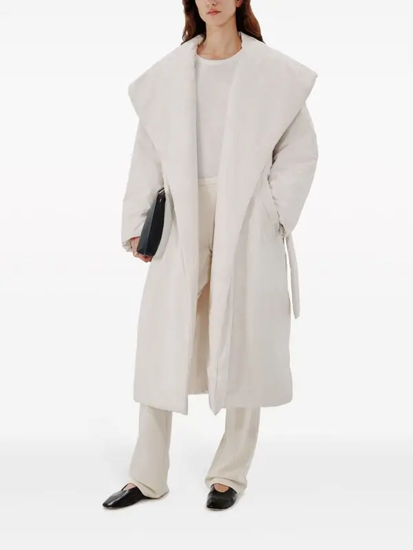 Another Tomorrow Wrap-design Belted Puffer Jacket - White