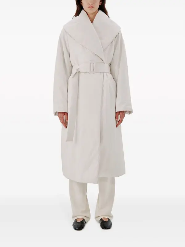 Another Tomorrow Wrap-design Belted Puffer Jacket - White