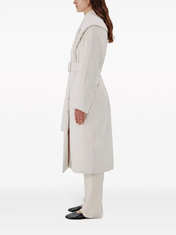 Another Tomorrow Wrap-design Belted Puffer Jacket - White