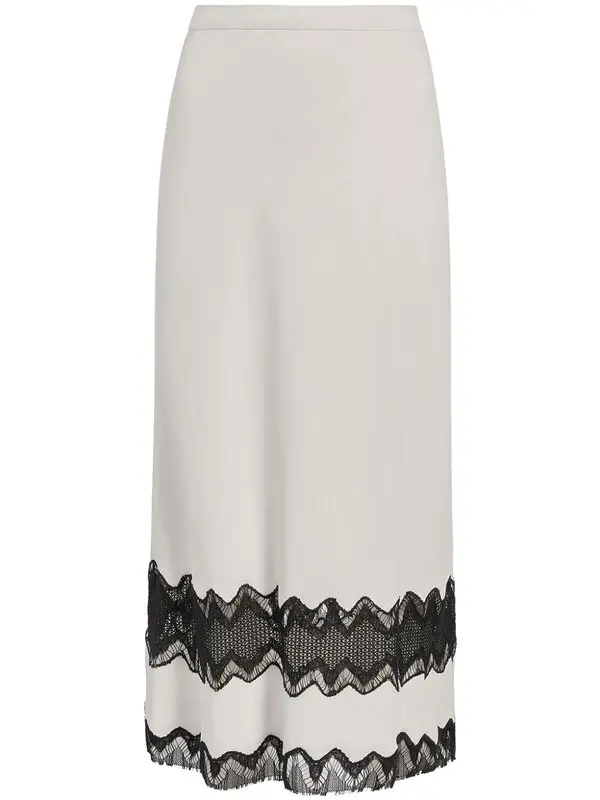 Another Tomorrow Lace High-waist Midi Skirt - White