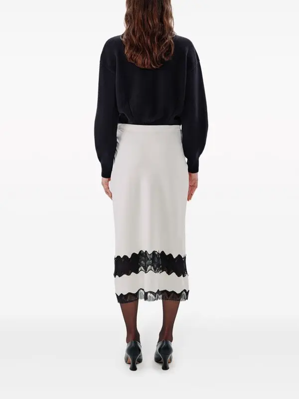 Another Tomorrow Lace High-waist Midi Skirt