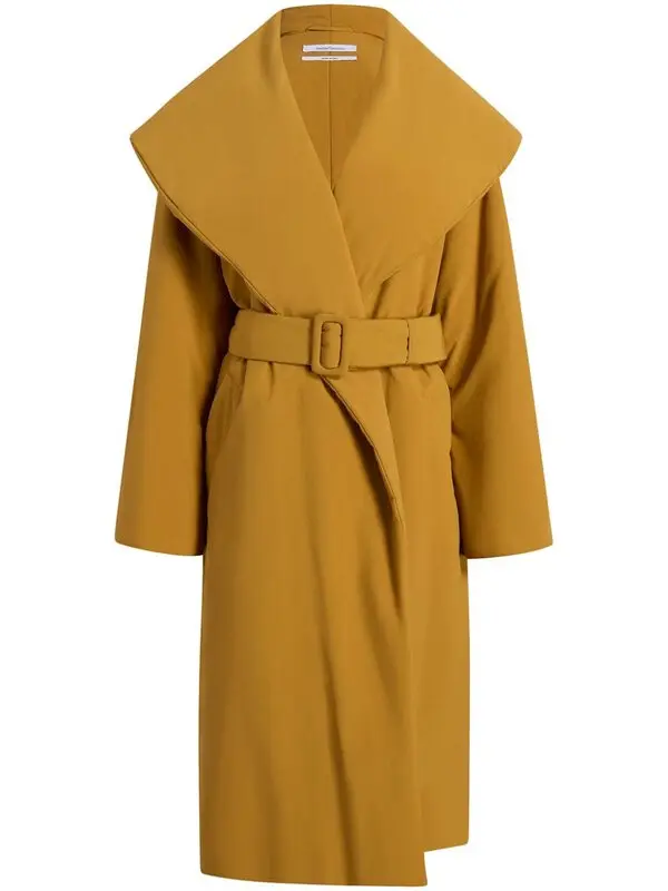 Another Tomorrow Wrap-design Puffer Jacket - Yellow