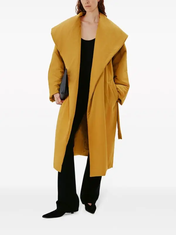 Another Tomorrow Wrap-design Puffer Jacket - Yellow