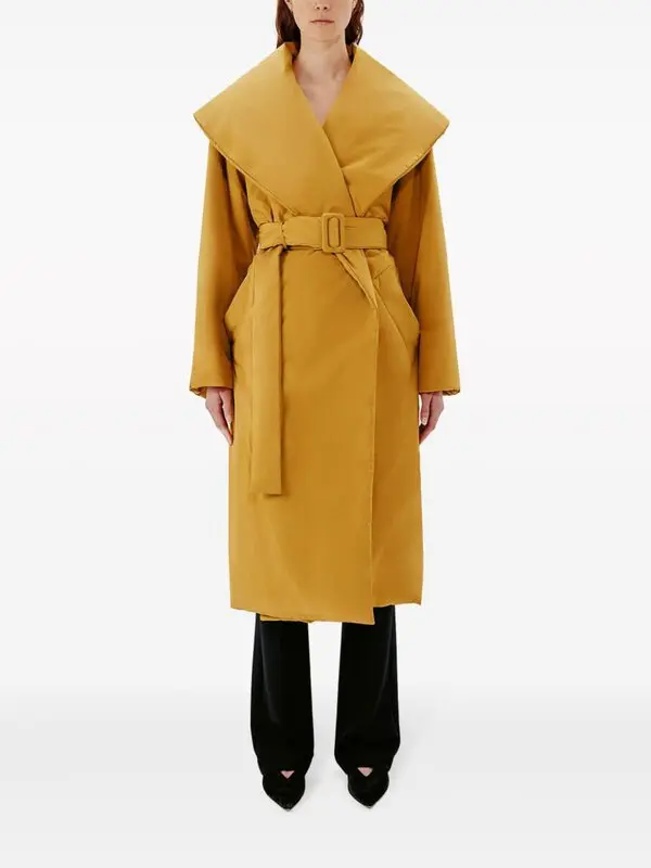 Another Tomorrow Wrap-design Puffer Jacket - Yellow