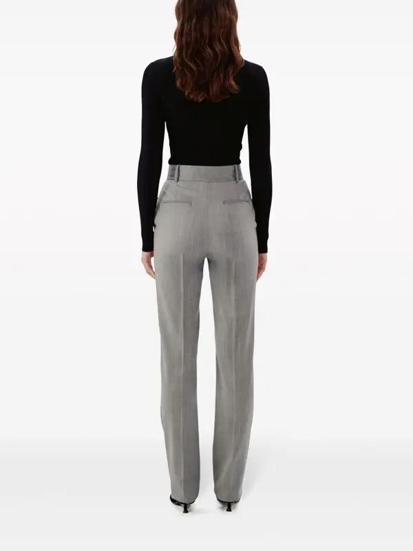 Another Tomorrow Herringbone Straight-leg Trousers