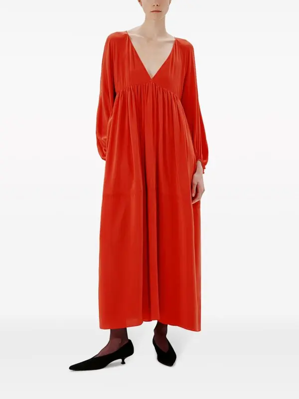 Another Tomorrow Pleated Empire Midi Dress