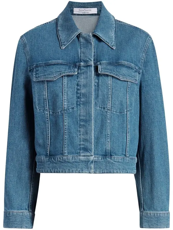 Another Tomorrow Seam-detail Cropped Jacket - Blue
