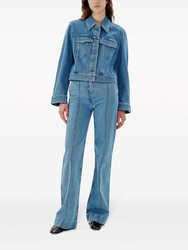 Another Tomorrow Seam-detail Cropped Jacket - Blue