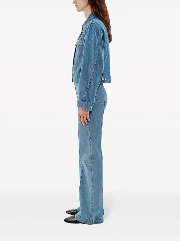Another Tomorrow Seam-detail Cropped Jacket - Blue