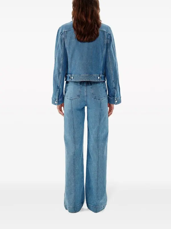 Another Tomorrow Seam-detail Cropped Jacket - Blue