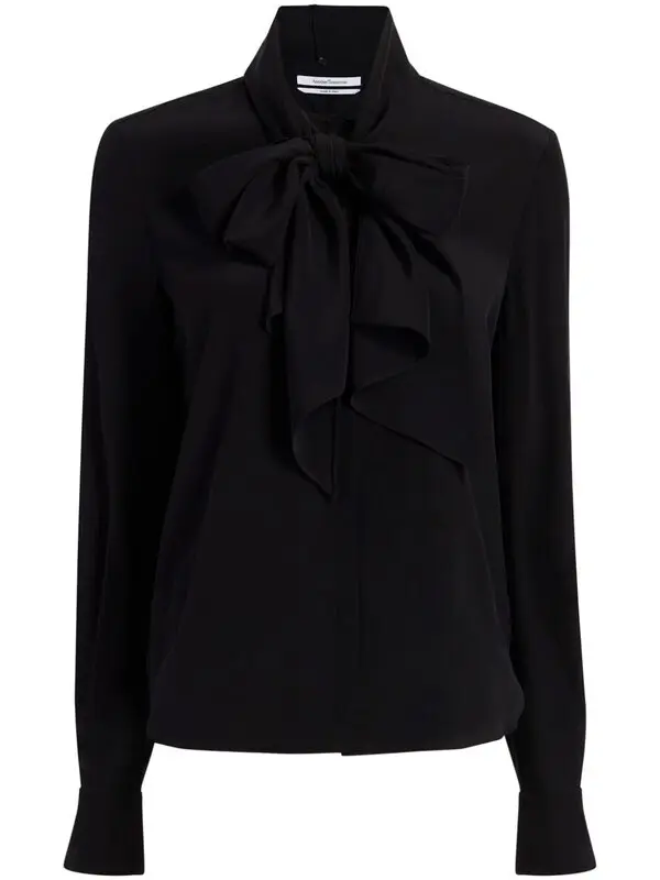 Another Tomorrow Pussy-bow Silk-crepe Blouse