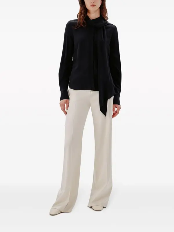 Another Tomorrow Pussy-bow Silk-crepe Blouse