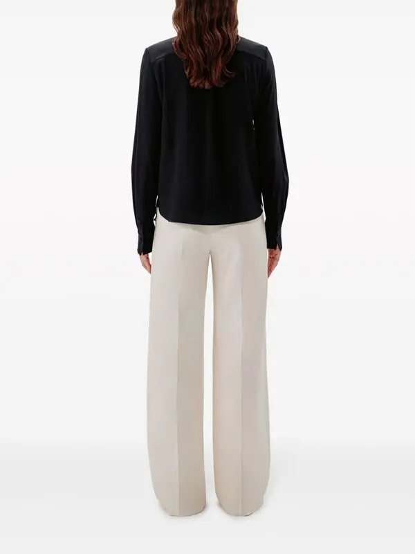 Another Tomorrow Pussy-bow Silk-crepe Blouse