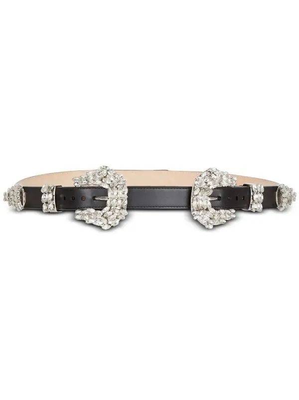 Balmain Western Crystal-embellished Leather Belt