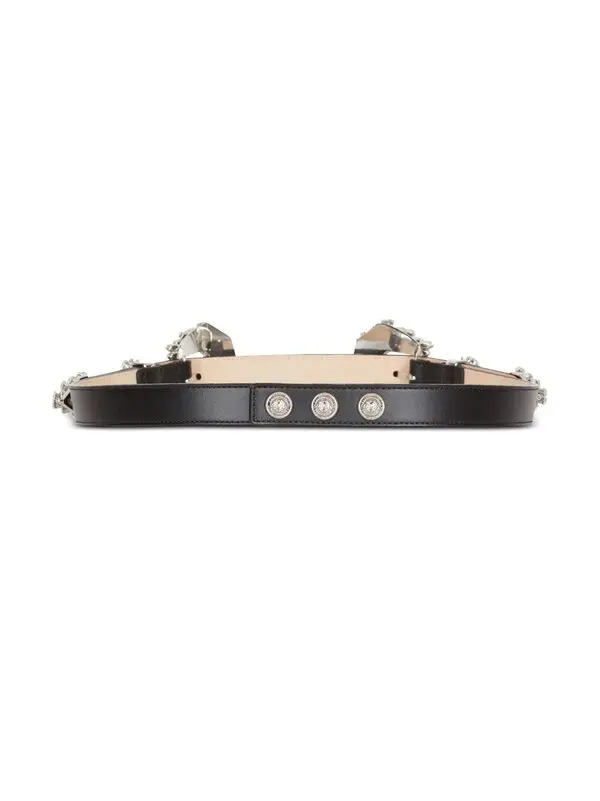 Balmain Western Crystal-embellished Leather Belt