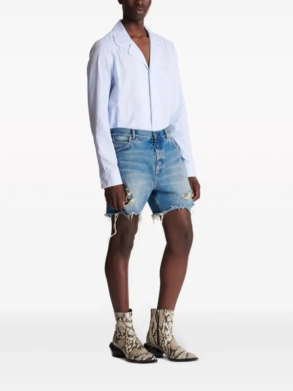 Balmain Logo-embroidered Denim Shorts