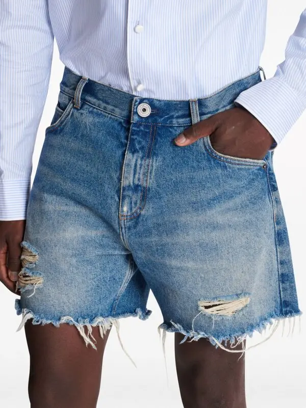 Balmain Logo-embroidered Denim Shorts