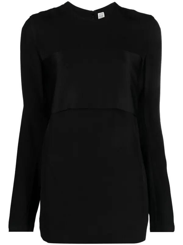 TOTEME Crepe-texture Long-sleeved Top - Black