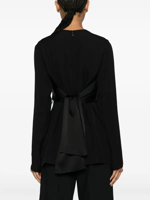 TOTEME Crepe-texture Long-sleeved Top - Black